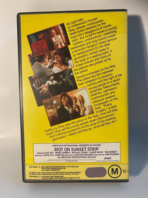 RIOT ON SUNSET Strip RCA Columbia AU VHS Video cult 60s AIP hippie teen ...