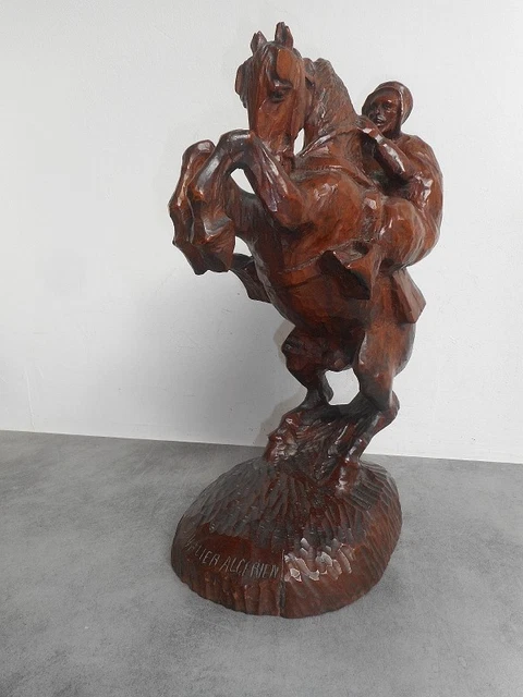 CAVALIER ALGERIEN SCULPTE En Bois Signe A.grosse EUR 199,00 - PicClick FR