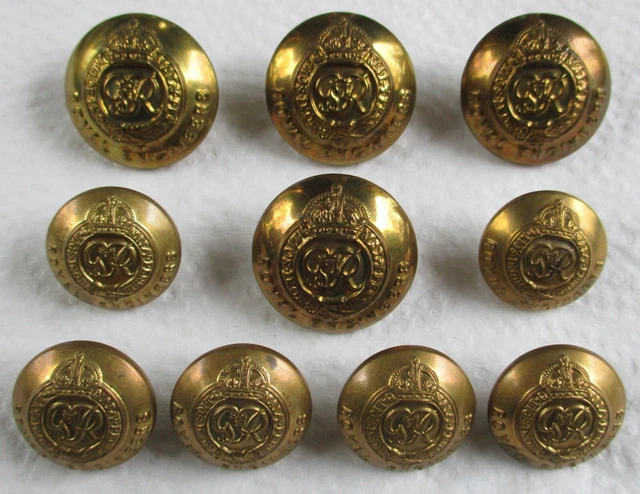 SET 10X WW2 British Army:"ROYAL ENGINEERS BRASS BUTTONS" (24mm-18mm ...