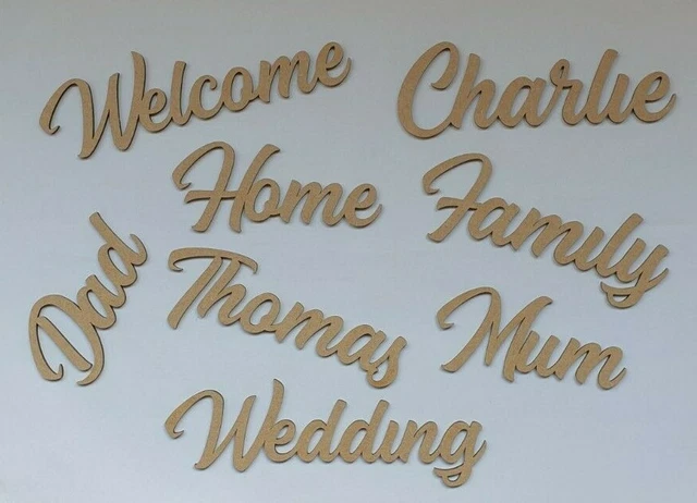 PERSONALISED SCRIPT LETTERS Wooden MDF Words Names Craft Wedding Home ...