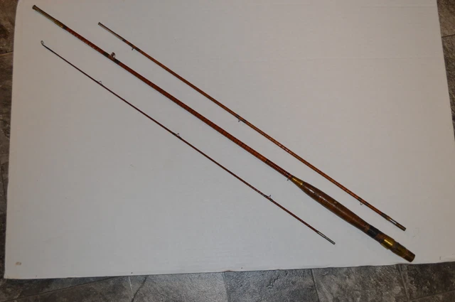 VINTAGE ANTIQUE ALLCOCK Laight Westwood bamboo or cane fly fishing pole ...