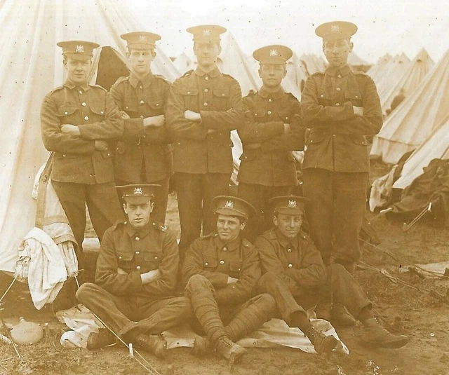 WW1 REAL PHOTO Postcard Military Camp Manchester Regiment Soldiers £19. ...