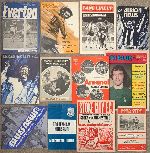 MANCHESTER UNITED 1972 1973 AWAY FOOTBALL PROGRAMME BUNDLE Man Utd ...
