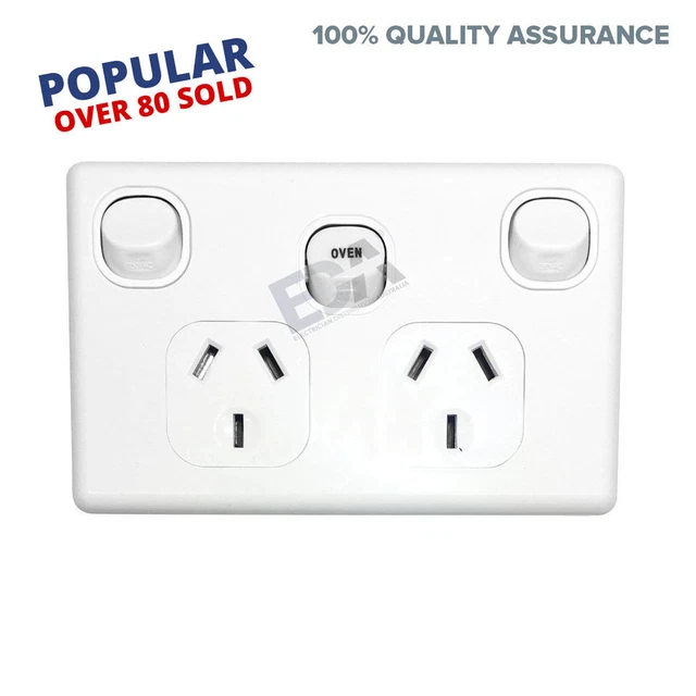 DOUBLE POWER POINT GPO with OVEN 32 Amp Extra Switch Wall Outlet modern ...