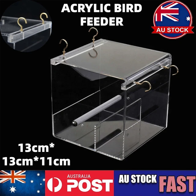 ACRYLIC AUTOMATIC PARROT Feeder for No-Mess Bird Cage Seed Feeding AU ...