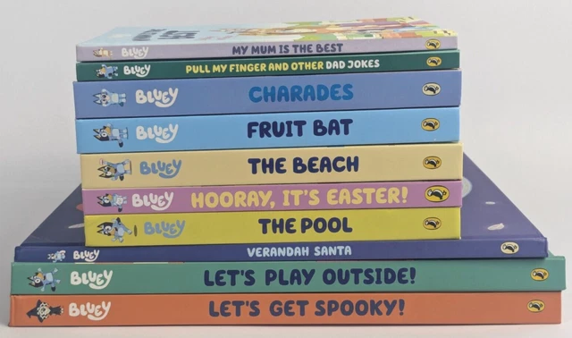 BLUEY BOOKS X 10 Fruit Bat Pool Beach Charades Verandah Santa Lets Play ...