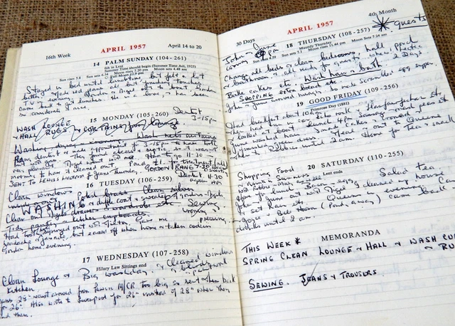 VINTAGE 1950S HANDWRITTEN Housewives Dairy Mid Century Handwriting ...