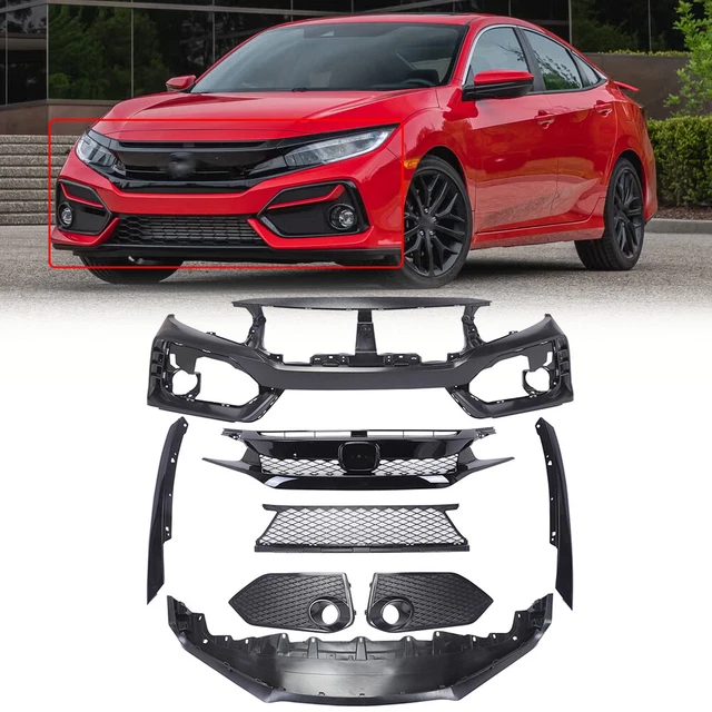 TYPE R STYLE Front Bumper Cover Grille Lip For Honda Civic 2016-2021 ...