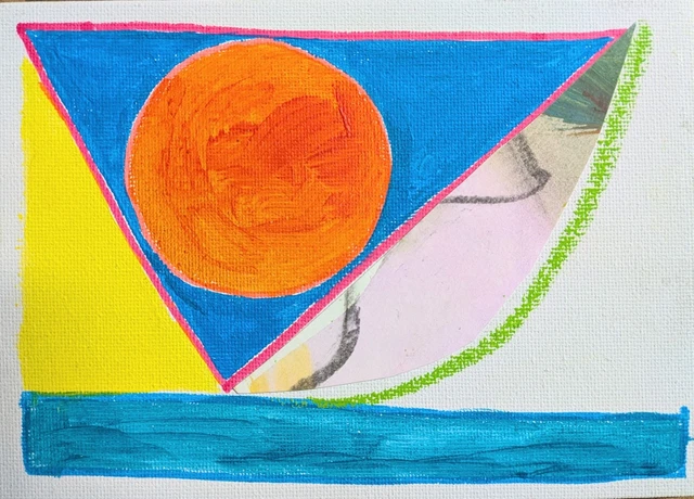 ABSTRACT BOAT PAINTING 5 St Ives Nigel Waters Acrylic Canvas Board ...