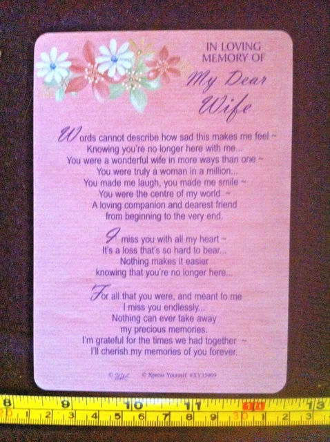 CARD IN LOVING Memory Of My Dear Wife Poem Plastic Gift Card New EUR 4 ... CARD IN LOVING Memory Of My Dear Wife Poem Plastic Gift Card New EUR 4 ...