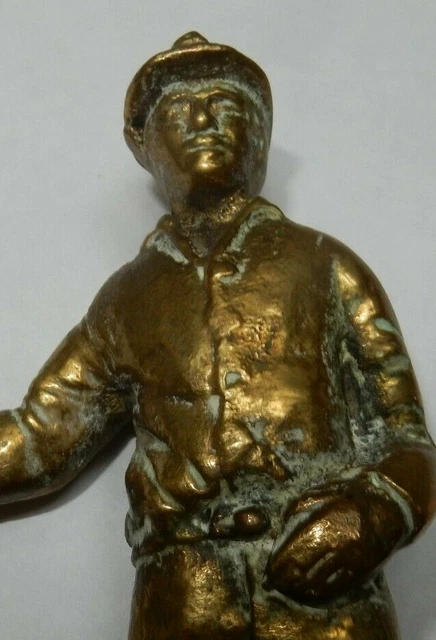 MINING 1950S ERA SOLID BRASS FIGURE COAL MINER 13CM TALL / 412 grams ...