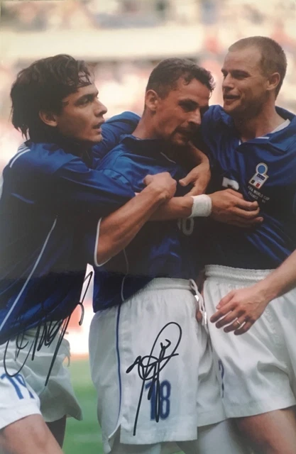 PHOTO ROBERTO BAGGIO & Pippo Inzaghi double signature Italie 12x8 UACC ...