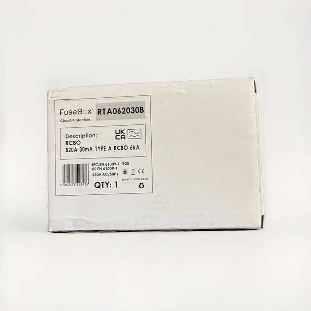 FUSEBOX RTA062030B RCBO Circuit Breaker SINGLE POLE 20 Amp 30mA B Curve Type A £10.00 - PicClick UK
