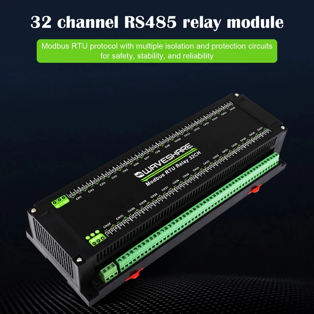 MODBUS RTU 32-CHANNEL RS485 Interface Relay Module Isolation Protection ...