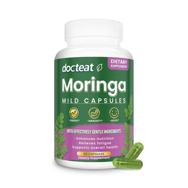 MORINGA CAPSULES PURE Moringa Leaf Powder Supplement GMO-free 60 ...