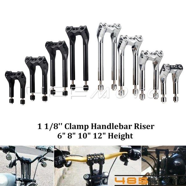 6& 8& 10& 12" inch Tall Handlebar Risers Pullback 1.5" for Harley 1-1/8 ...