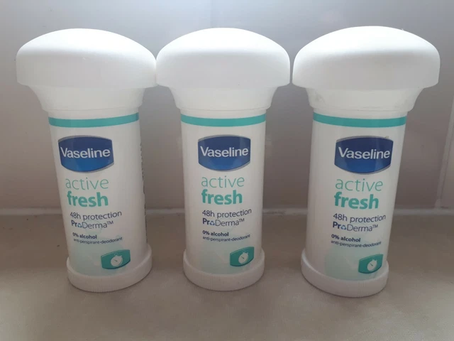 VASELINE ACTIVE FRESH Cream Antiperspirant Deodorant X3 £18.00 ...
