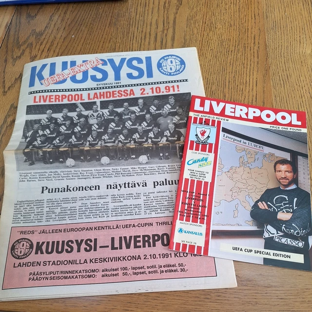 KUUSYSI LAHTI V Liverpool 1991/92 UEFA Cup home and away Programmes £1. ...