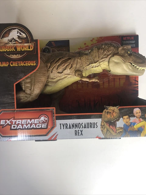 JURASSIC WORLD TYRANNOSAURUS REX Extreme Damage Dinosaur Figure Camp ...