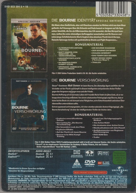 DIE BOURNE IDENTITÄT 2 DVDs Special Edition/Die Bourne Verschwörung – Matt Damon EUR 1,00 ...