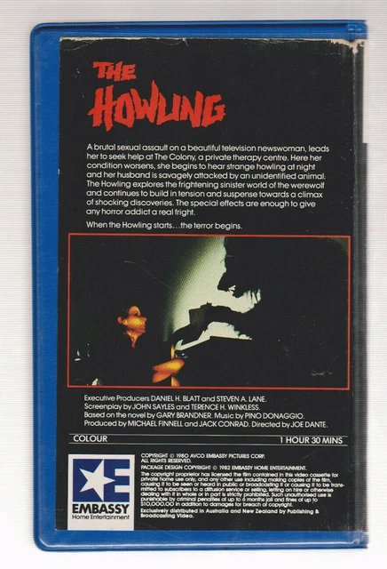 RARE VHS VIDEO Tape HOWLING Big Box Clamshell Ex-Rental Horror Embassy Home $160.00 - PicClick AU