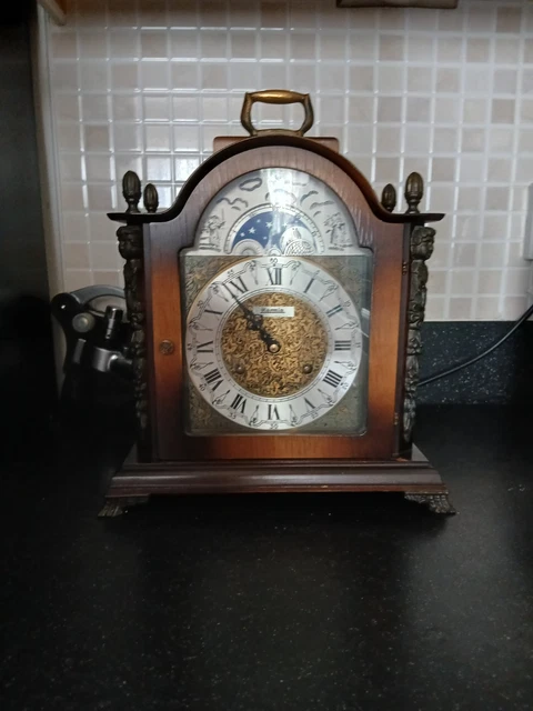 FRANZ HERMLE MOON PHASE DIAL MANTEL CLOCKWESTMINSTER CHIMER 340-020a £ ...
