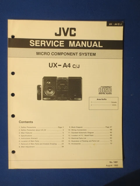 JVC UX-A4 MICRO Component System Service Manual Factory Original The ...