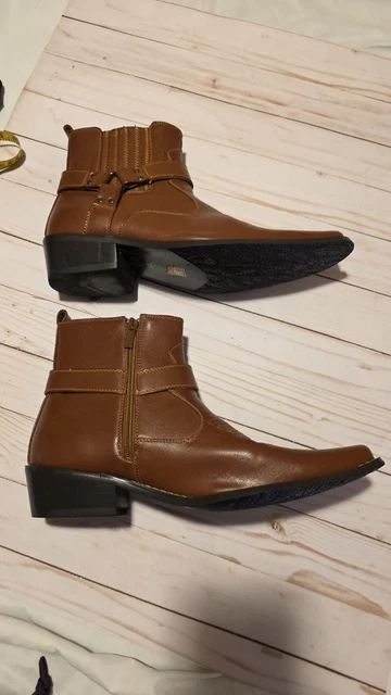 ALBERTO FELLINI COWBOY Ankle Boots Mens Size 9.5 Western Faux Leather ...