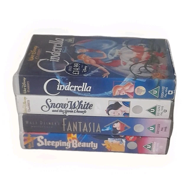 BUNDLE OF VINTAGE Disney VHS Cinderella Fantasia Sleeping Beauty Snow ...