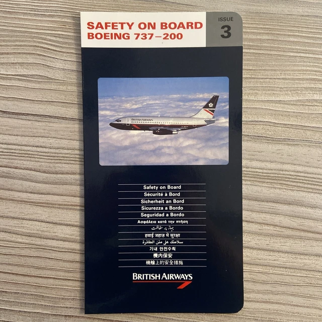 BRITISH AIRWAYS BOEING 737-200 Airline Safety Card (Issue 3) £5.00 ...