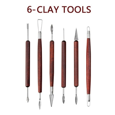 6 DIY POTTERY Clay Tool Wooden Handle Pottery Carving Tool For Pottery ...