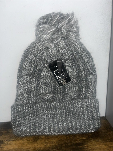 THOMAS CALVI SIGNATURE Collection Winter Bobble Beanie Hat Grey £4.99 ...