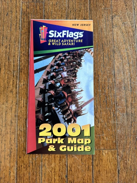 2001 SIX FLAGS Great Adventure & Wild Safari Amusement Park Guide Map ...