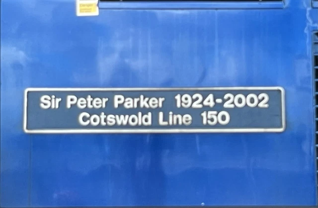 ORIGINAL 35MM TRAIN Name Plate Sir Peter Parker 1924-2002 Cotswold Line ...
