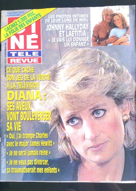 CINÉ TÉLÉ REVUE 23/11/1995; Diana; ses aveux/ Johnny et Laetitia/ Clint ...