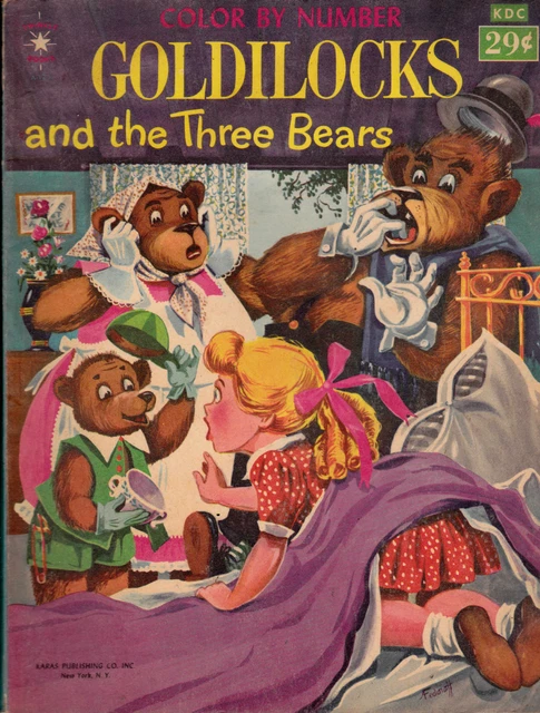 GOLDILOCKS & THE Three Bears Color by Number Book 1962 Karas Publishing ...