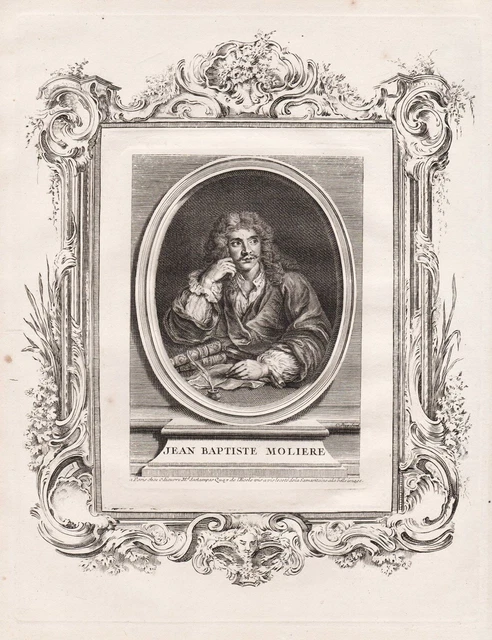 MOLIERE COMEDIEN DRAMAGURGE Dramatiker playwright poet gravure Portrait ...