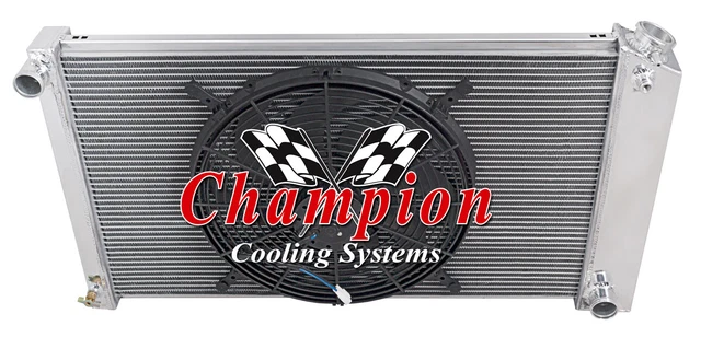 COLD CHAMPION 3 Row Radiator 17"x28",16" Fan-1968-1977 Chevelle (Manual ...