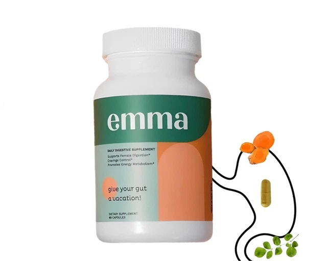 EMMA GUT HEALTH Supplement for Gas, Bloating Relief & Colon Cleanse 60 ...