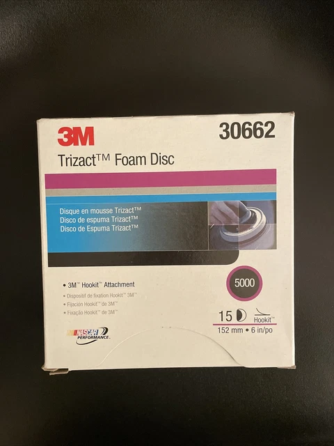 3M 30662 TRIZACT Hookit Foam Disc 6 inch P5000 Grit (1 Box/15 Discs ...