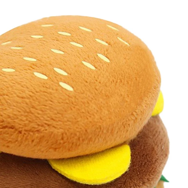 DOG PLUSH SQUEAKY Toy Cute Hamburger Shape Stuffed Pet Plush Toy For ...