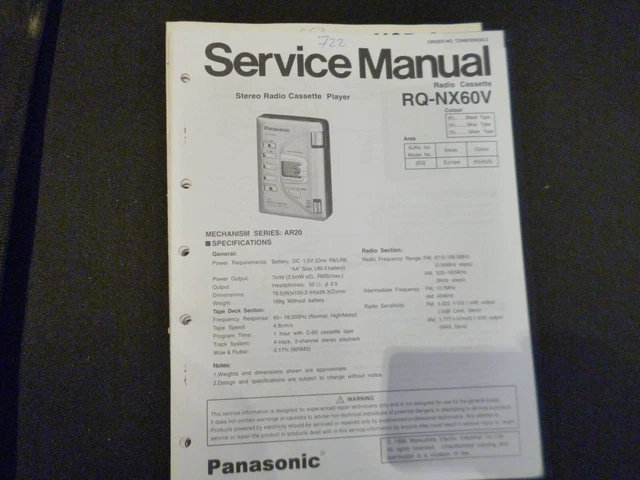 ORIGINAL SERVICE MANUAL Panasonic RQ-JA53 EUR 10,90 - PicClick FR