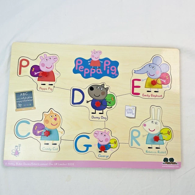 PEPPA PIG CHARACTERS Name Alphabet Letters Wooden 6 Piece Puzzle 2003 ...