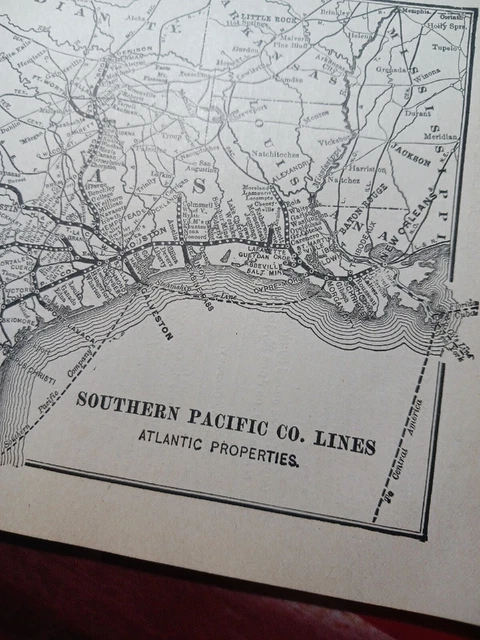 1891 TRAIN ROUTE map SOUTHERN PACIFIC RAILROAD Atlantic System Lozier ...