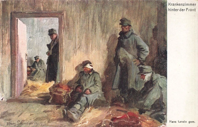 WOUNDED SOLDIERS-HOSPITAL SALLE Derrière Le front-WW1 Croix Rouge Armée Postale EUR 12,30 ...