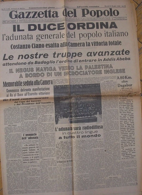 ADDIS ABABA WAR Etiopia Empire Mussolini Fascism People's Gazette 5/5 ...
