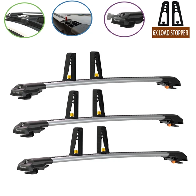 VW TRANSPORTER T5 T6 3X Grey Cross Roof Bars Rack 2003 Onwards 6X Load ...