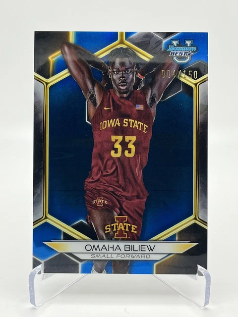 OMAHA BILIEW 2023-24 Bowman Best University bleu #04/150 Iowa State ...
