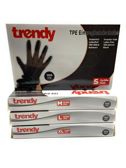 100 TPE EINWEGHANDSCHUHE schwarz S M L XL Puderfrei Latexfrei Einmalhandschuhe EUR 6,99 ...
