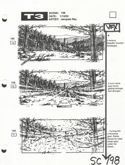 TERMINATOR 3 ORIGINAL production used 2002 T3 storyboards sheets scene ...